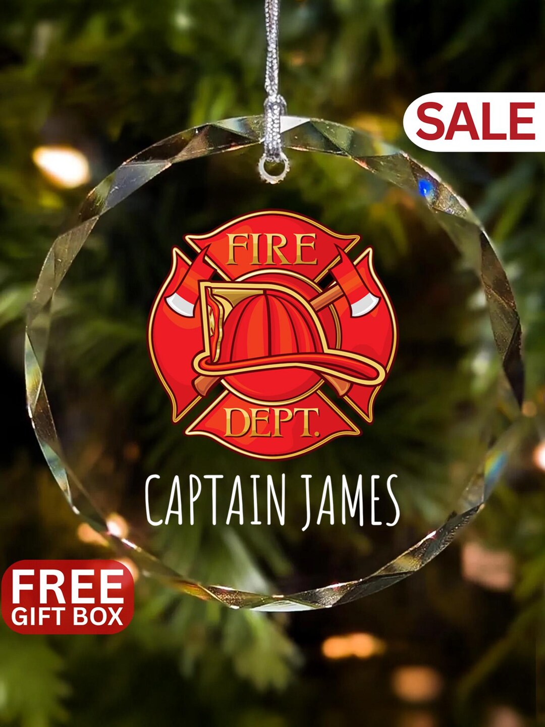 Firefighter Glass Christmas Ornament, Personalized Fireman Appreciation ...