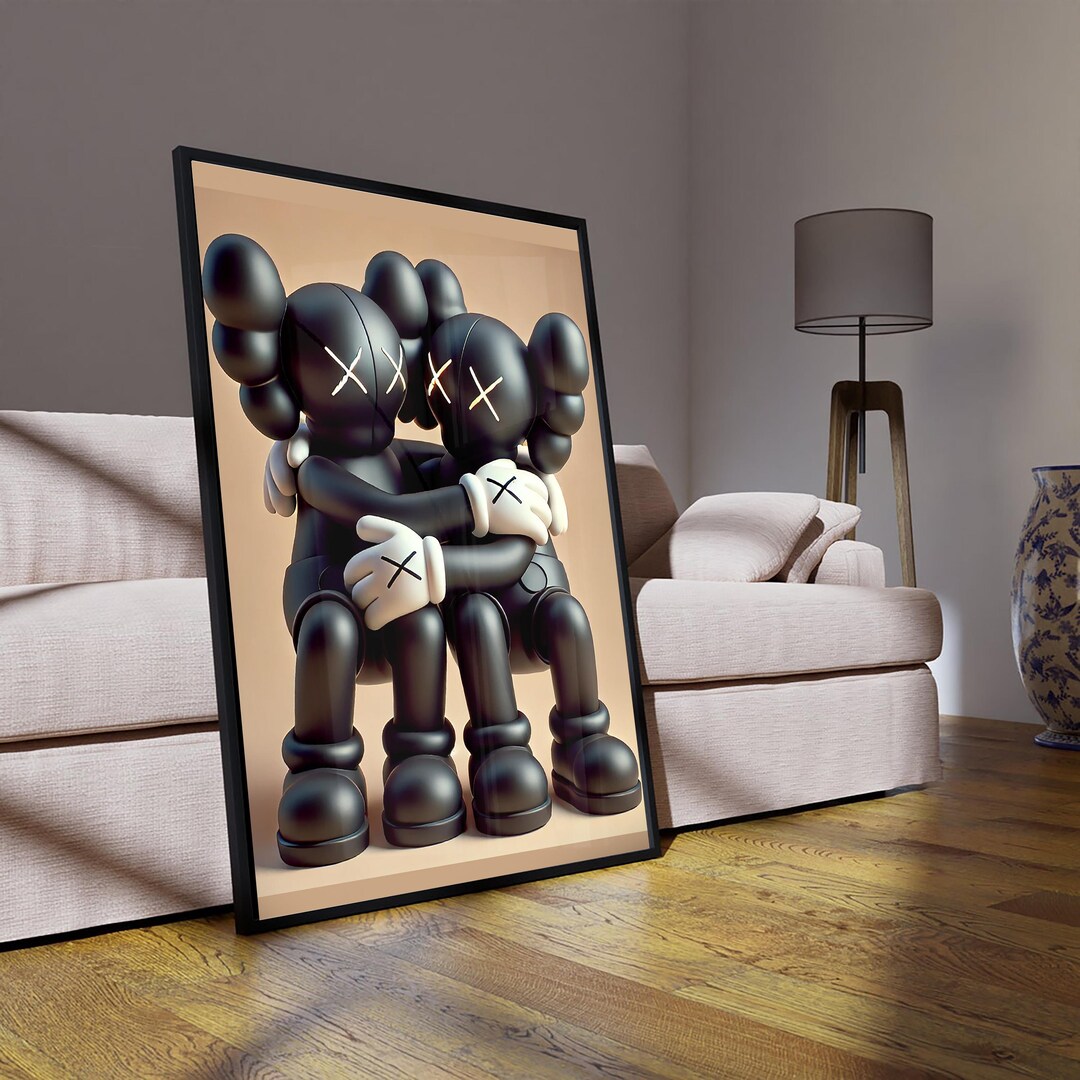 Kaws Hug, Hypebeast Figure Print, Black Kaws Poster, Kaws Blue,instant ...