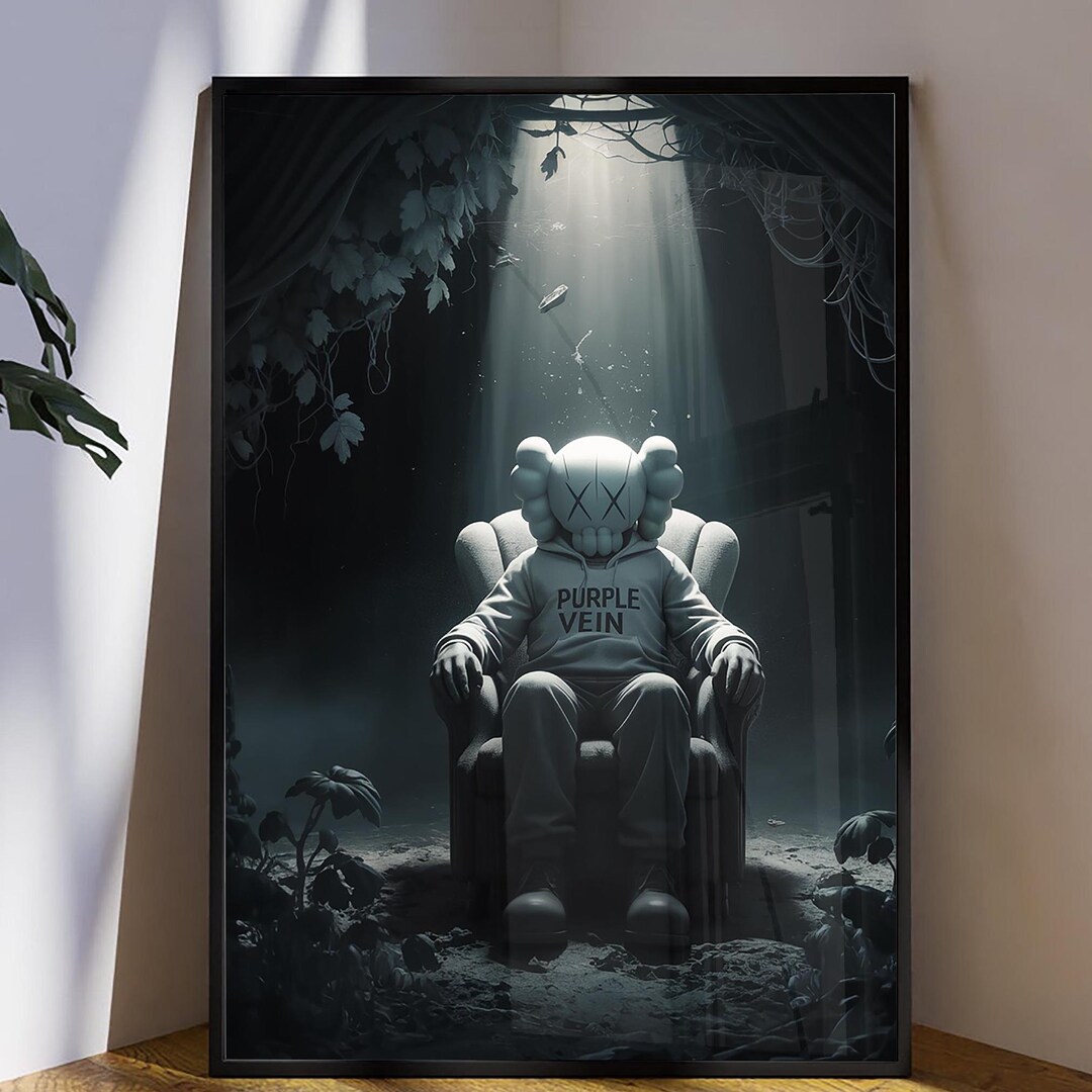 Hypebeast Kaws Sitting, Black Kaws Sitting on Chair Like King, Kaws as ...