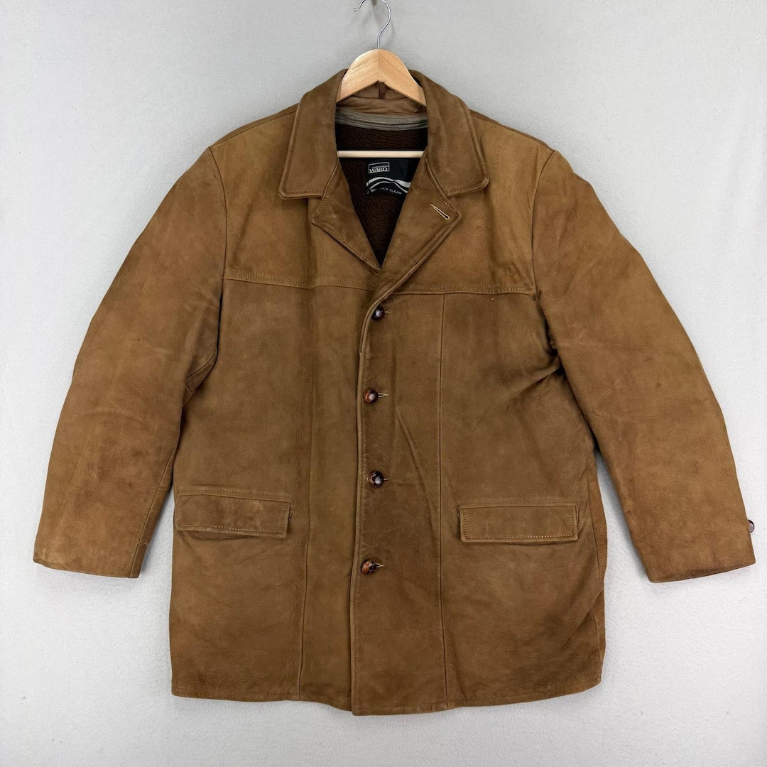 Vintage Montgomery Ward Jacket Mens 48 Brown Suede Leather With Liner ...