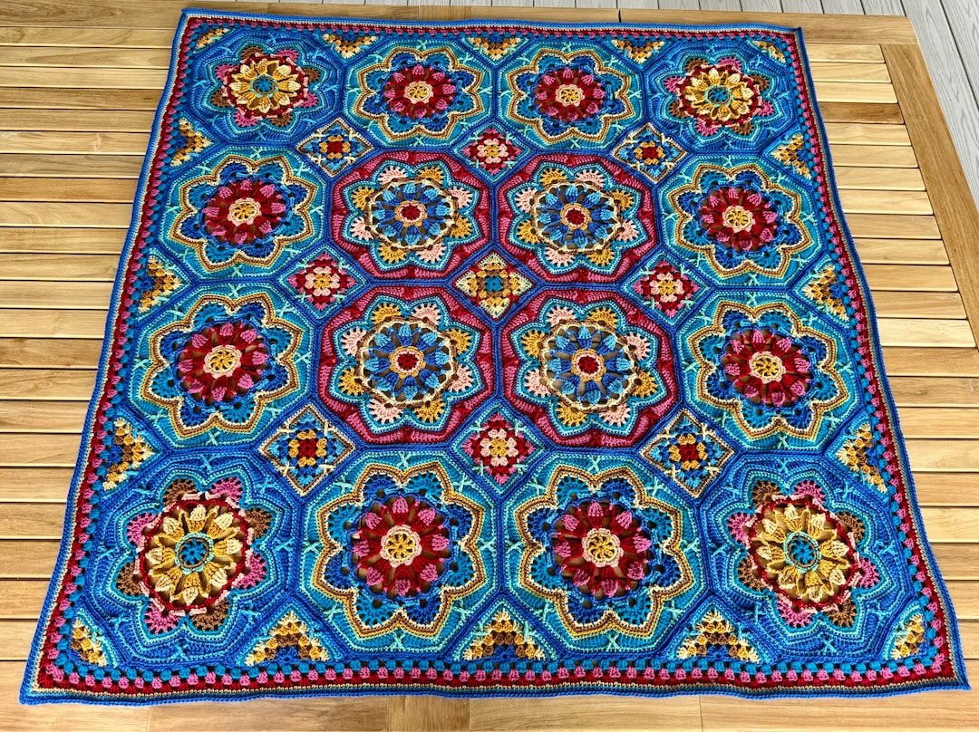 Persian Tiles Afghan Blanket Throw - Marrakesh - Made Fresh After Sale ...