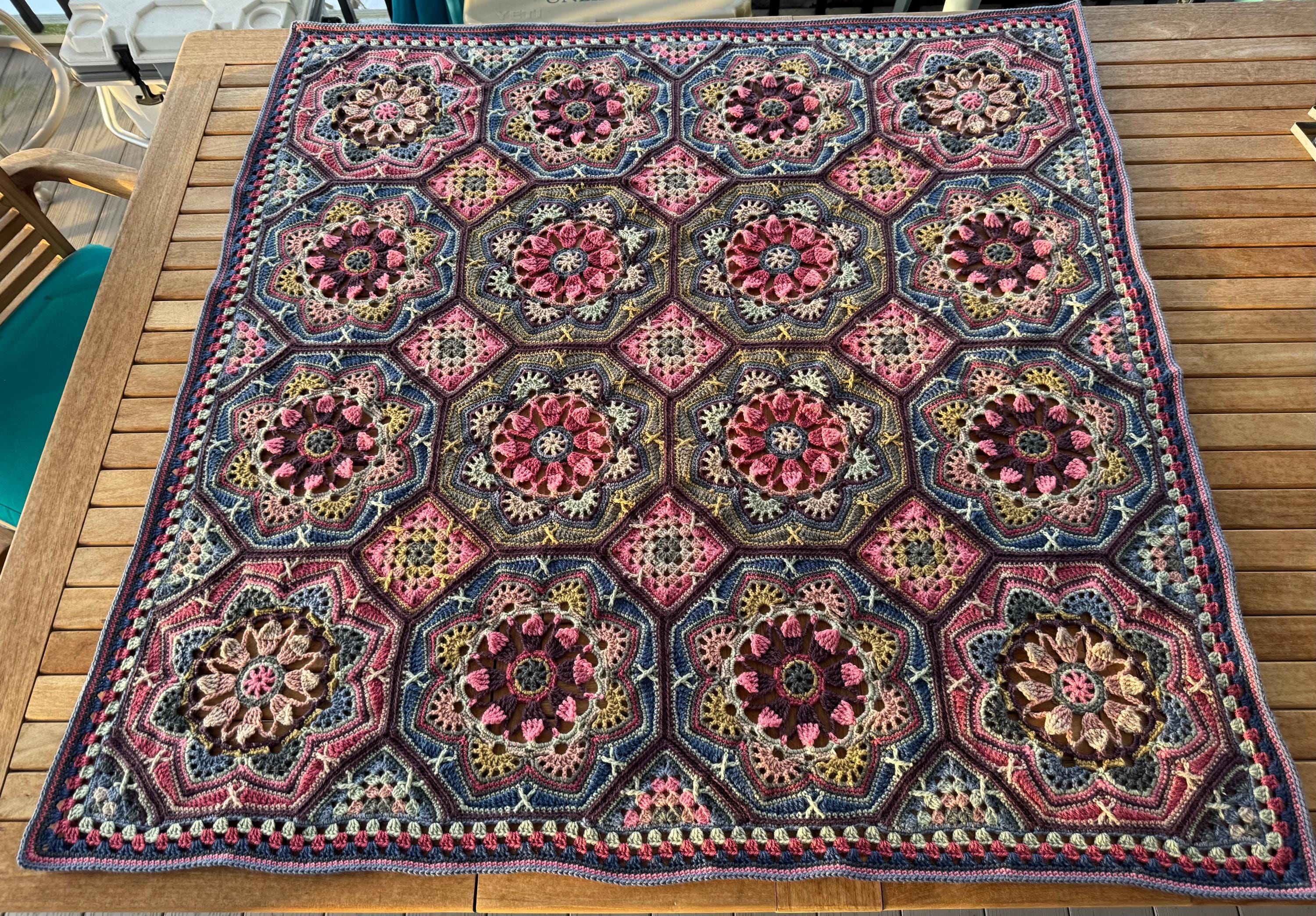 Persian Tiles Floral Afghan Blanket Throw - Sandalwood - Made Fresh ...