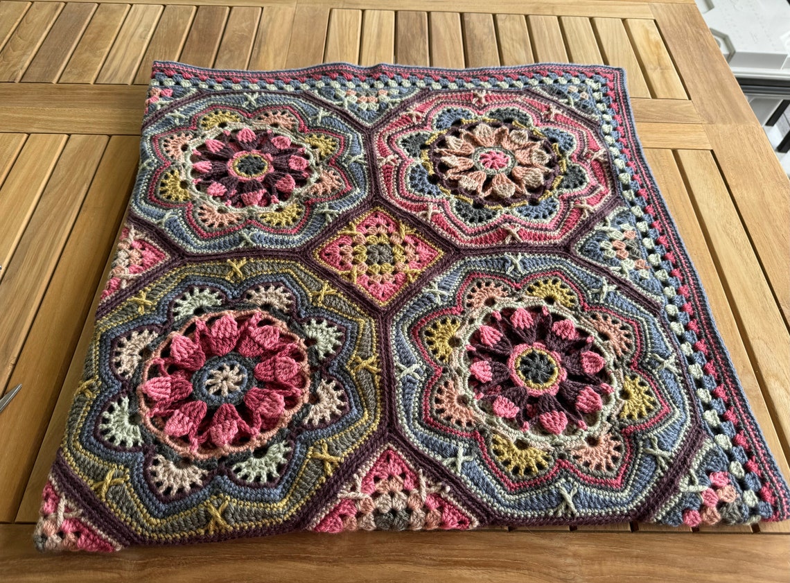Persian Tiles Floral Afghan Blanket Throw - Sandalwood - Made Fresh ...
