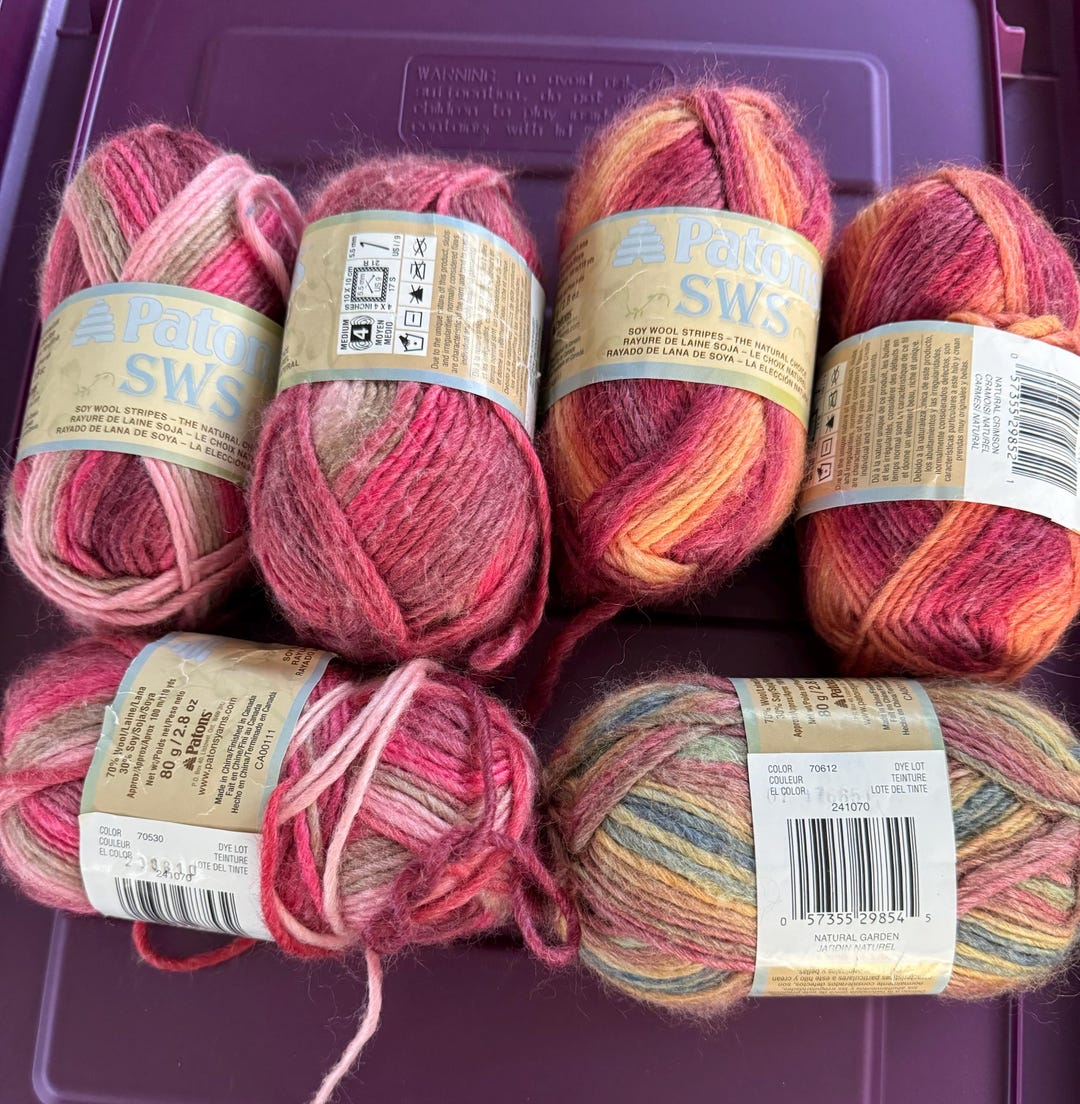 Patrons SWS Soy Wool Stripes - Wool Yarn - Lot of 8 - 880 Yards - Etsy