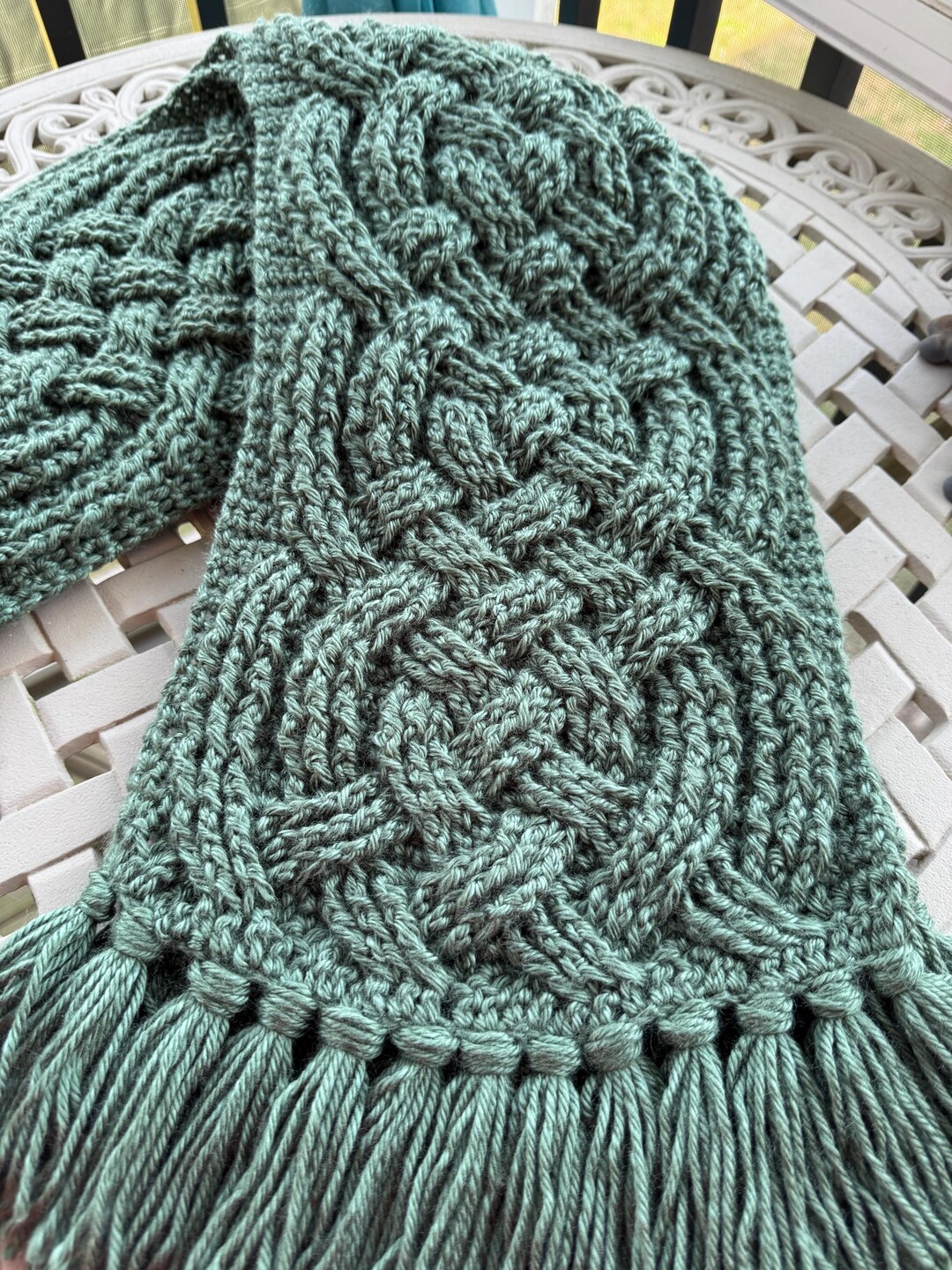 Cozy Crocheted Cables Celtic Knot Winter Scarf Warm - Made Fresh After ...