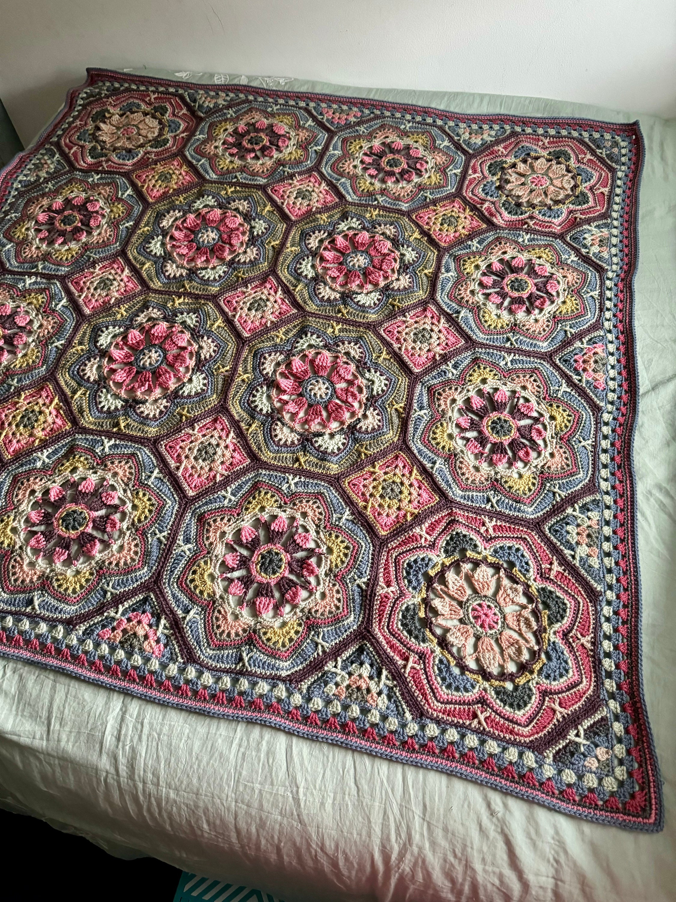 Persian Tiles Floral Afghan Blanket Throw - Sandalwood - Made Fresh ...