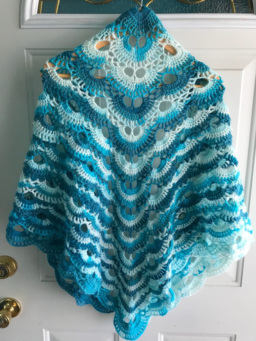 Turquoise Blue Crocheted Angora Prayer Shawl - Handmade. - Etsy