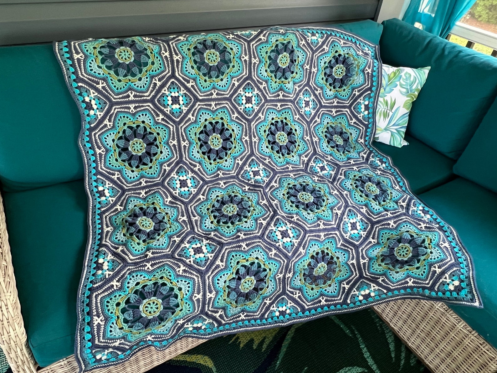 Persian Tiles Afghan Blanket Throw - Made Fresh After It Sells - Etsy