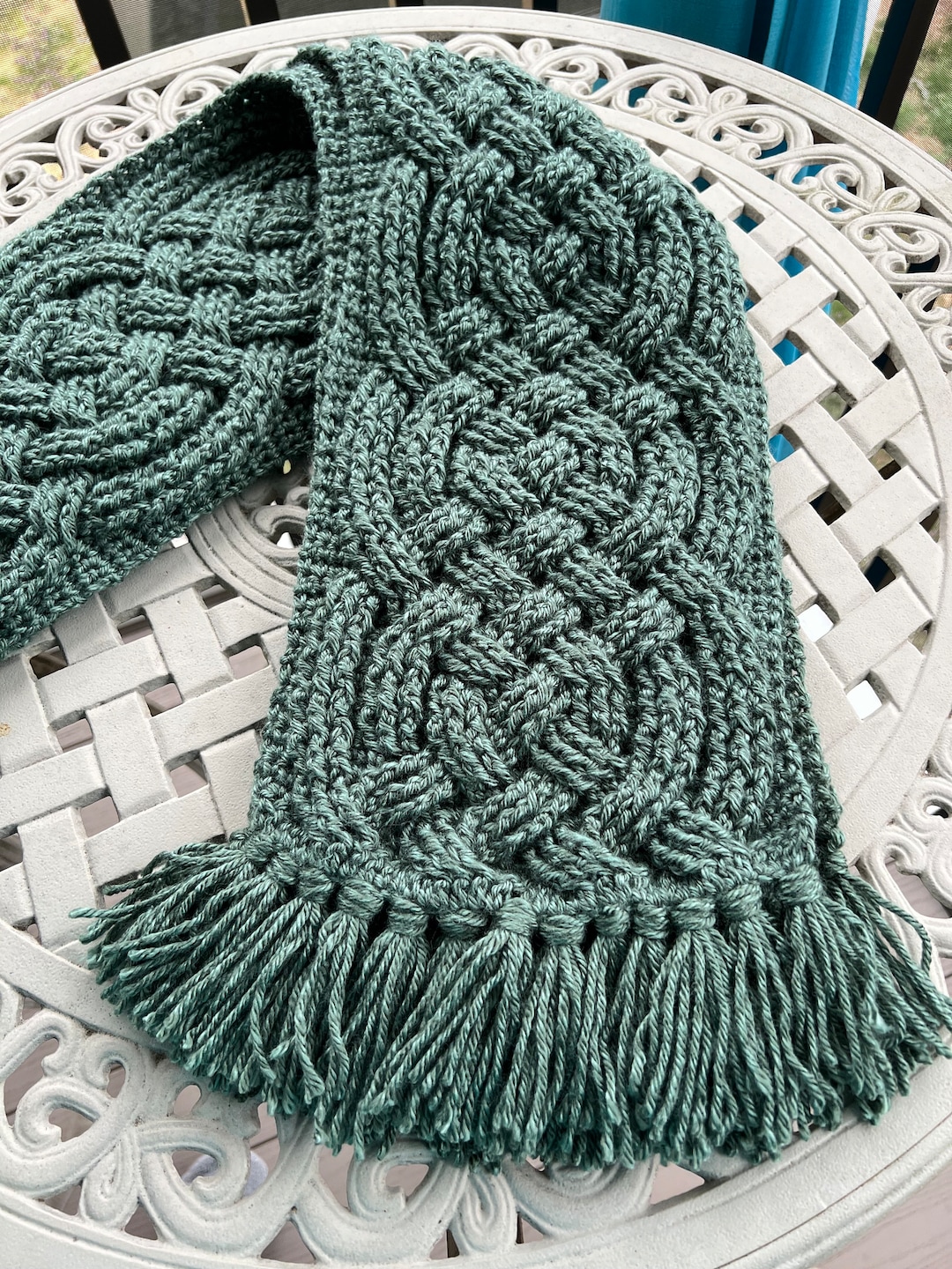Cozy Crocheted Cables Celtic Knot Winter Scarf Warm - Made Fresh After ...