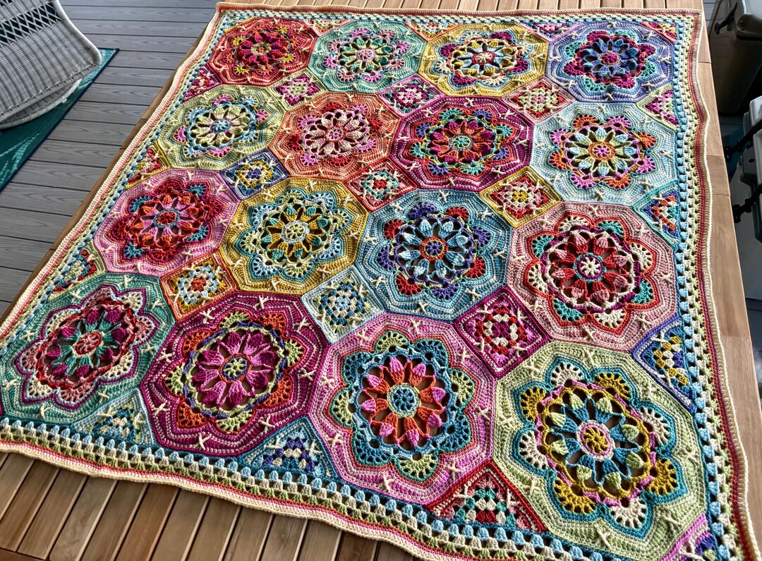 Persian Tiles Afghan Blanket Throw - Eastern Jewels - Ready to Ship - Etsy