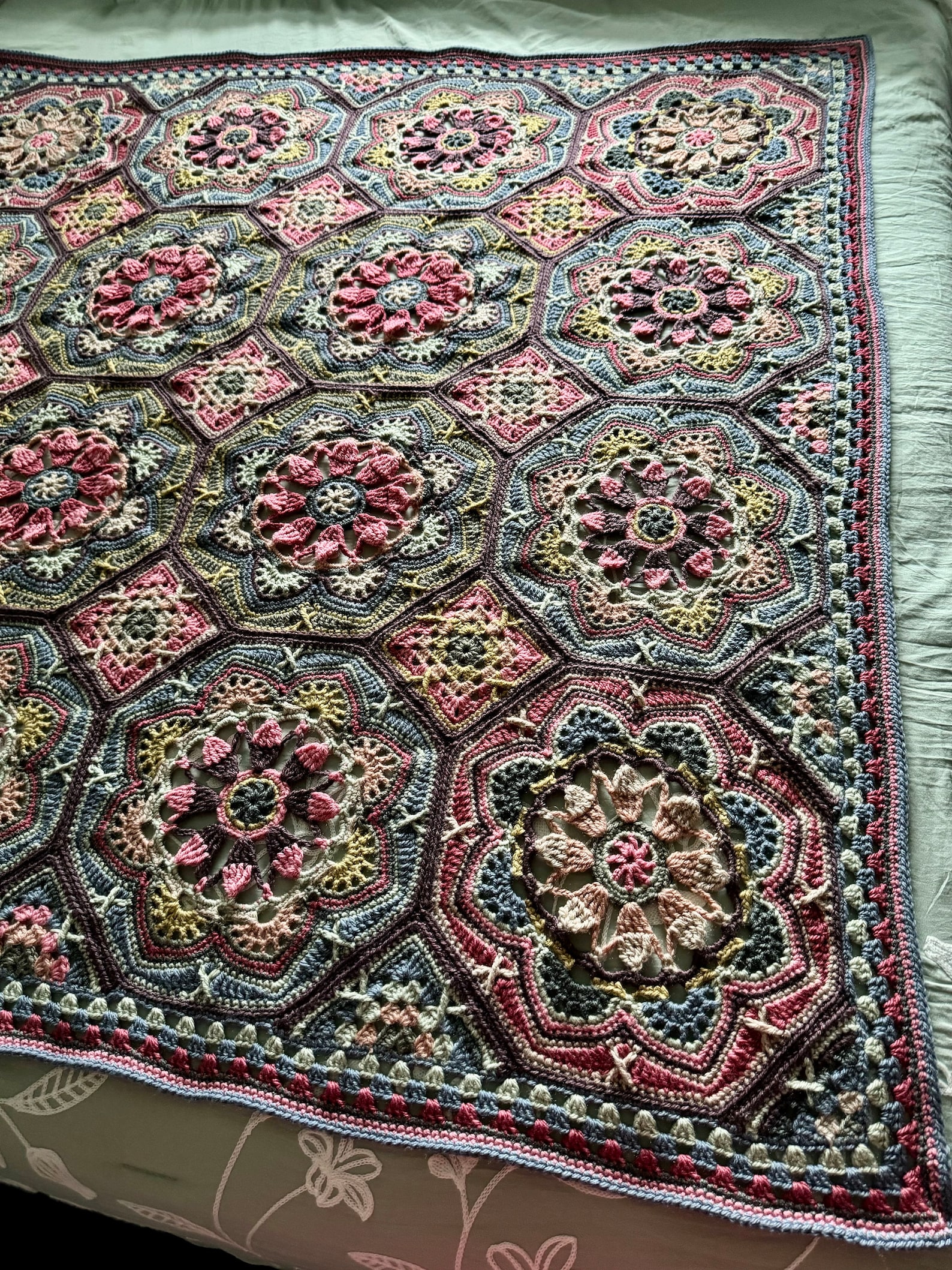 Persian Tiles Floral Afghan Blanket Throw - Sandalwood - Made Fresh ...