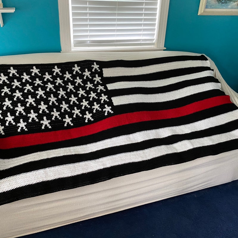 Firefighter Crochet Blanket - Etsy