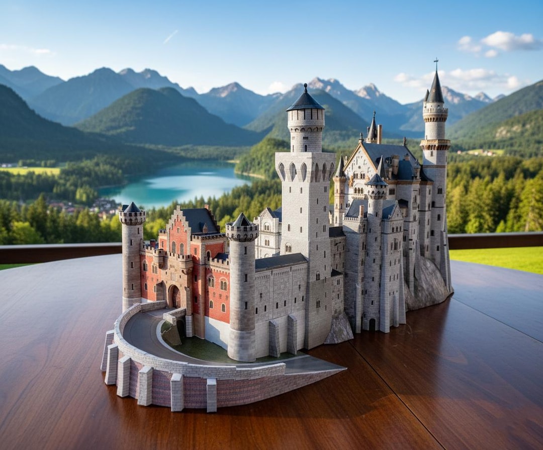 Cardboard Model, Neuschwanstein Castle, 25.2 X 14.2 X 9.4 In, DIY 3D ...