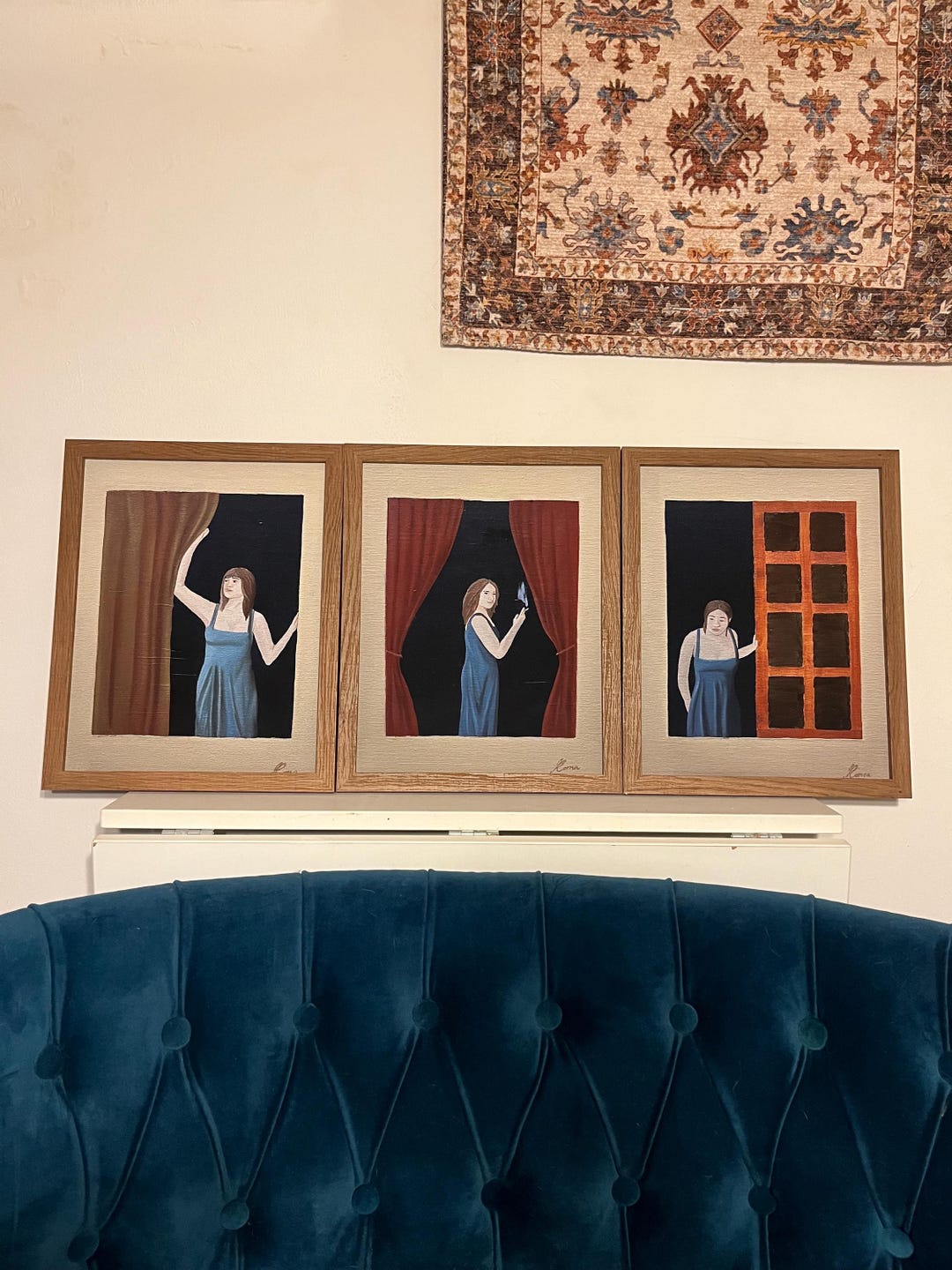 Portrait of Women in Window Art Print Set, Original Painting Giclée ...