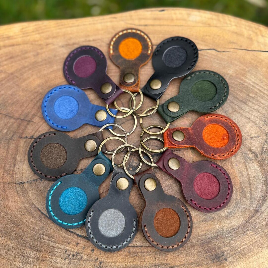Custom Leather AirTag Keychain - Personalised Keyring - Handmade ...