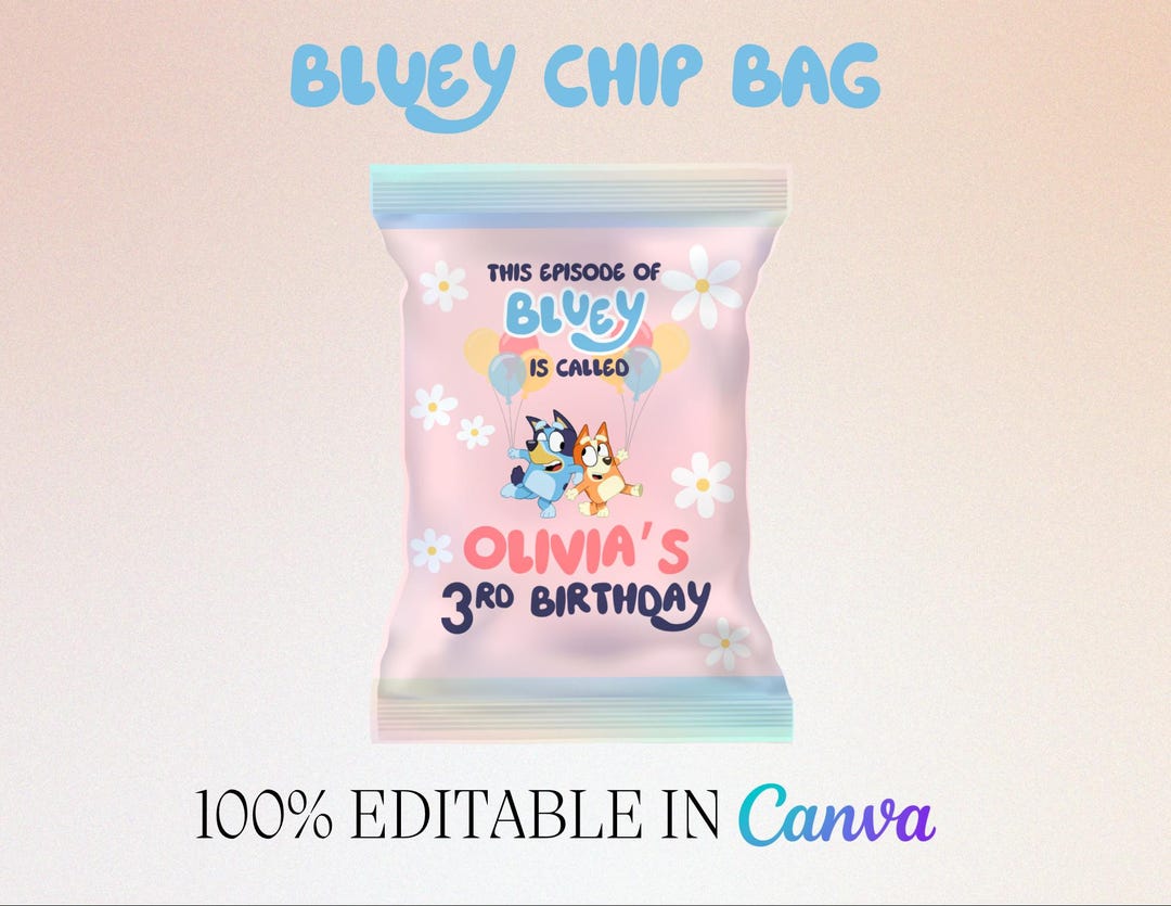 Bluey Chip Bag Template (digital) - Etsy