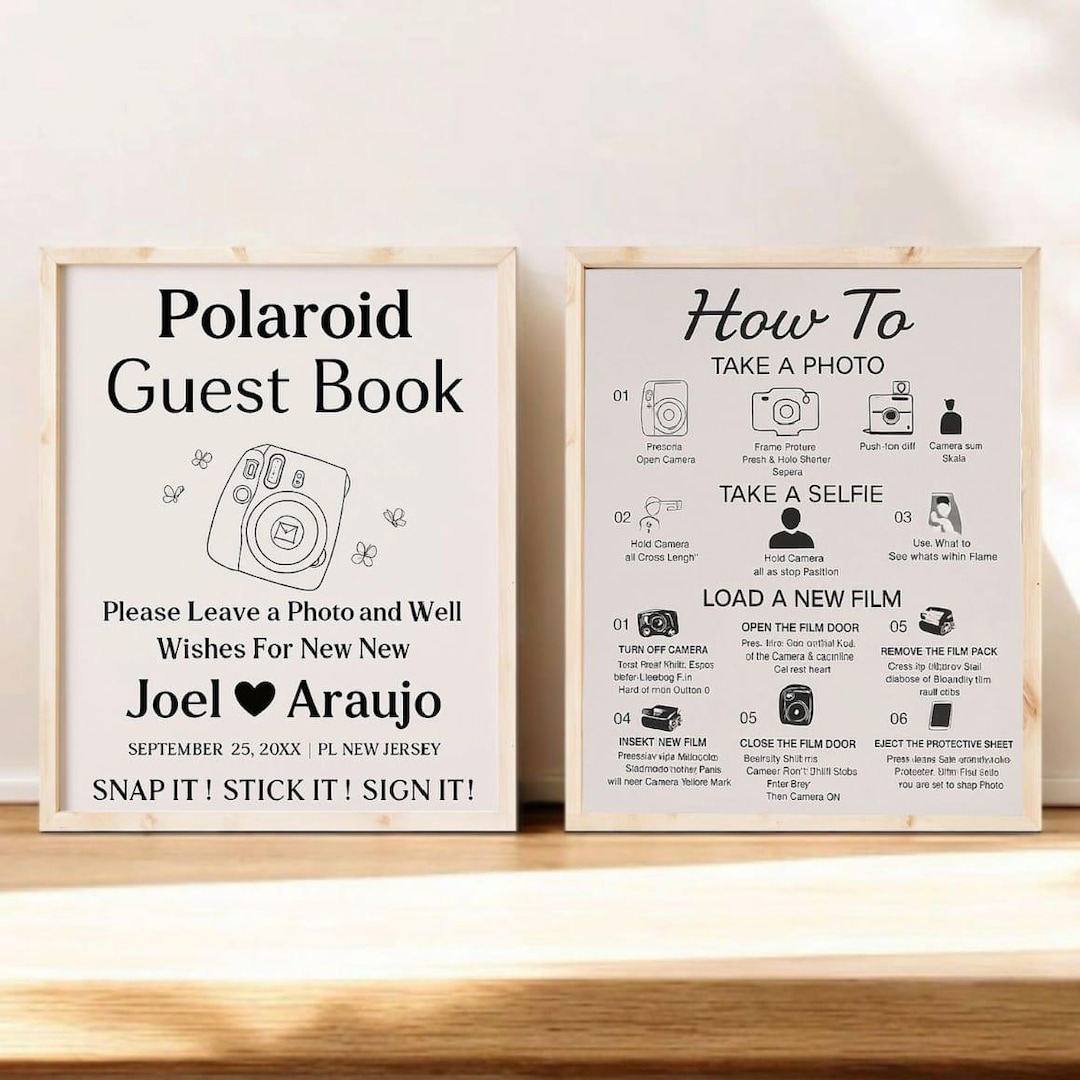 Polaroid Guest Book Sign | Instax Mini 12 Instructions | Photo Guest ...