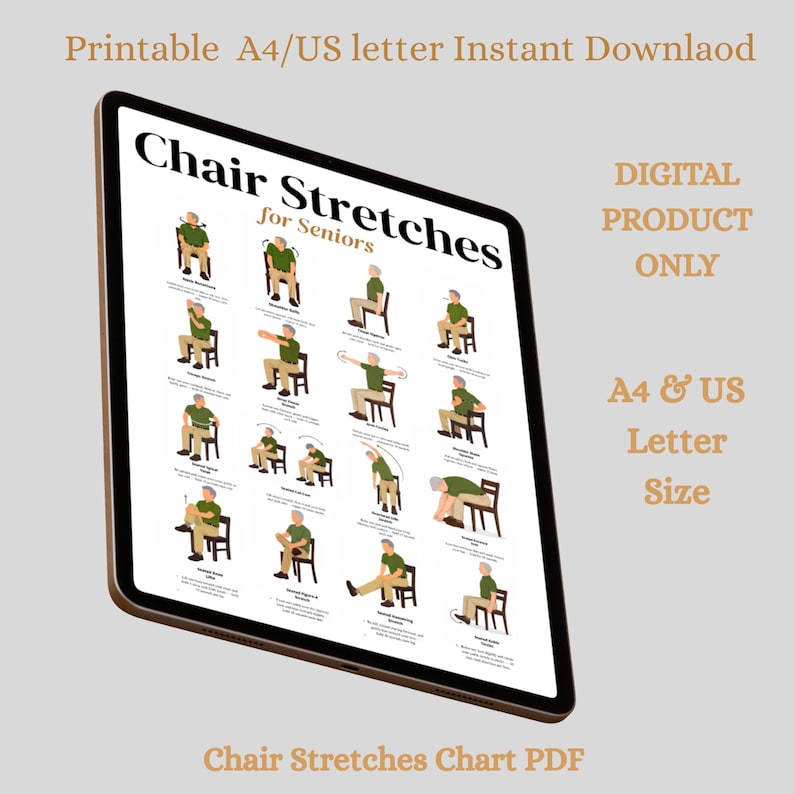Chair Stretches for Seniors Printable, Seated Stretch Routine PDF ...
