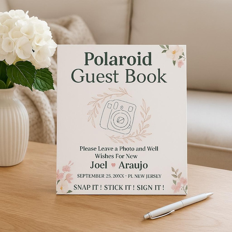 Polaroid Guest Book Sign, Wedding Guestbook Printable, Instax Guest ...