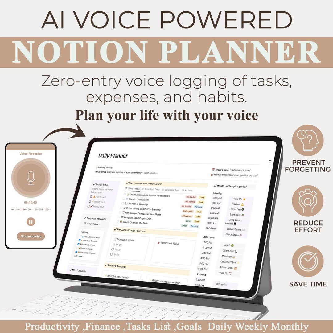 2026 Advanced AI Powered Notion Template | Voice-to-task Life Planner ...