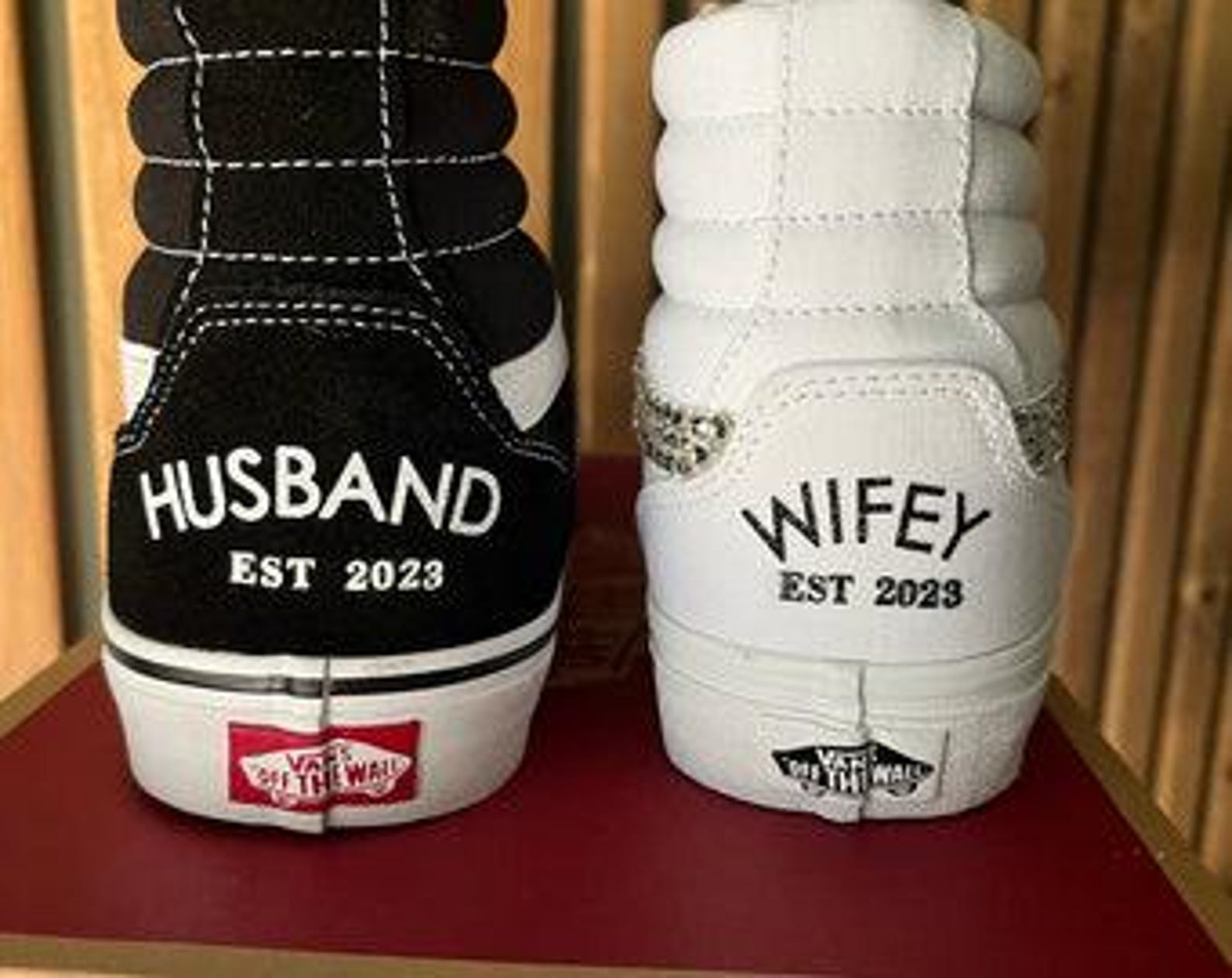 Custom Wifey & Husband Vans – 2 Pairs Matching Wedding Shoes – White ...