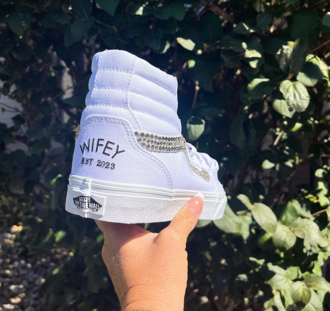 Custom Wifey & Husband Vans – 2 Pairs Matching Wedding Shoes – White ...