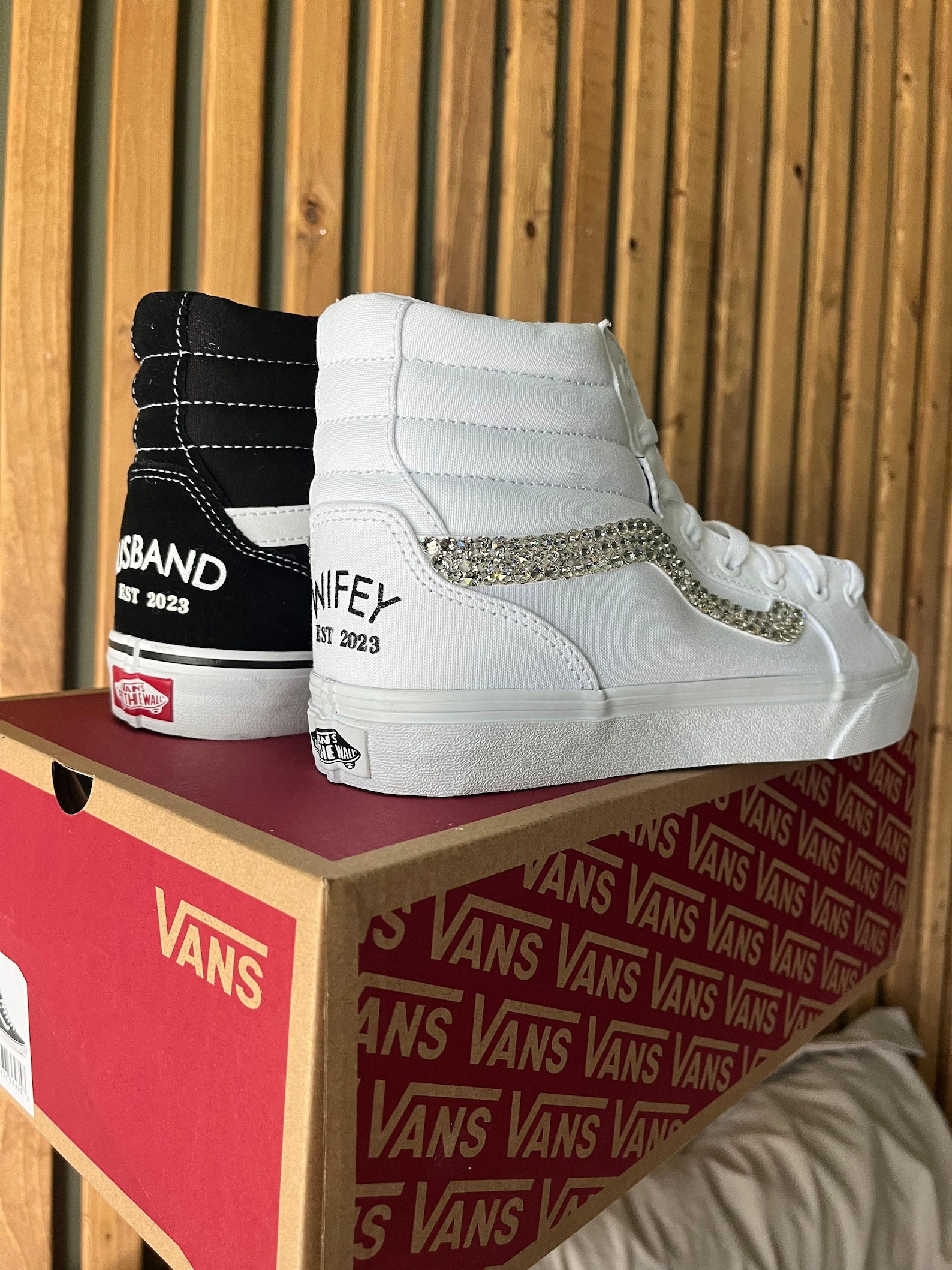 Custom Wifey & Husband Vans – 2 Pairs Matching Wedding Shoes – White ...