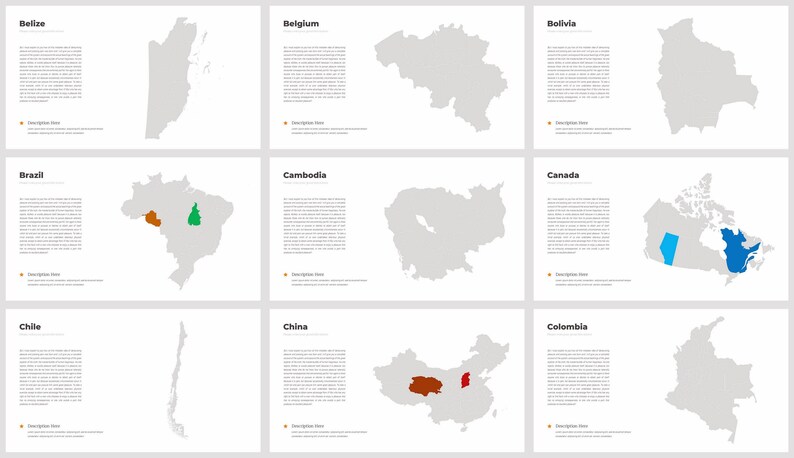Custom Editable Map Powerpoint Template, World Map Powerpoint Fully ...