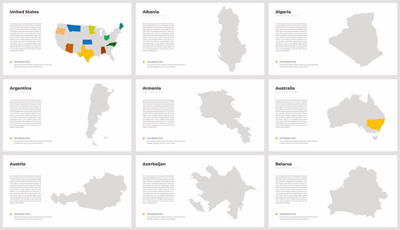 Custom Editable Map Powerpoint Template, World Map Powerpoint Fully ...