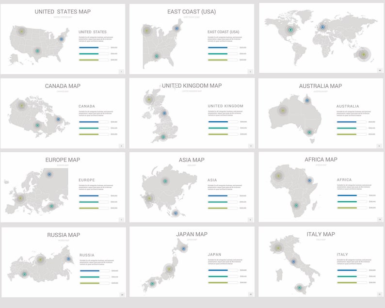 Custom Editable Map Powerpoint Template, World Map Powerpoint Fully ...
