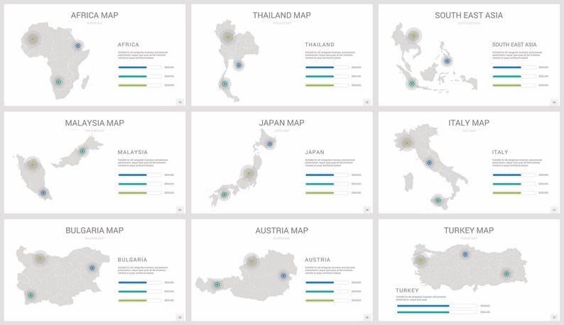 Custom Editable Map Powerpoint Template, World Map Powerpoint Fully ...