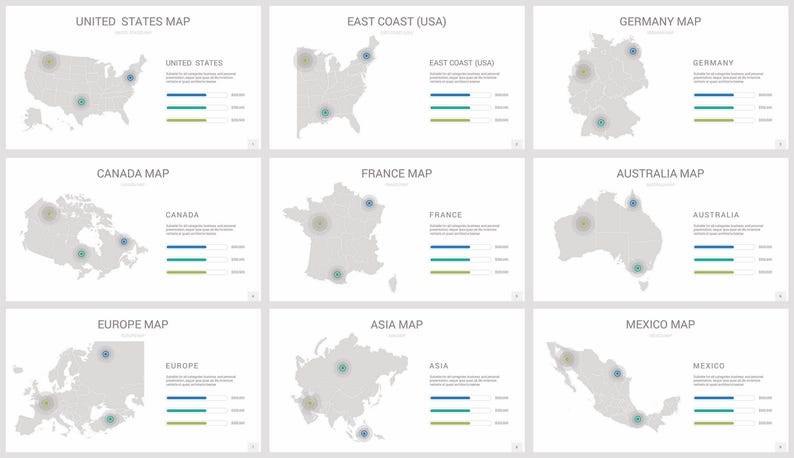 Custom Editable Map Powerpoint Template, World Map Powerpoint Fully ...