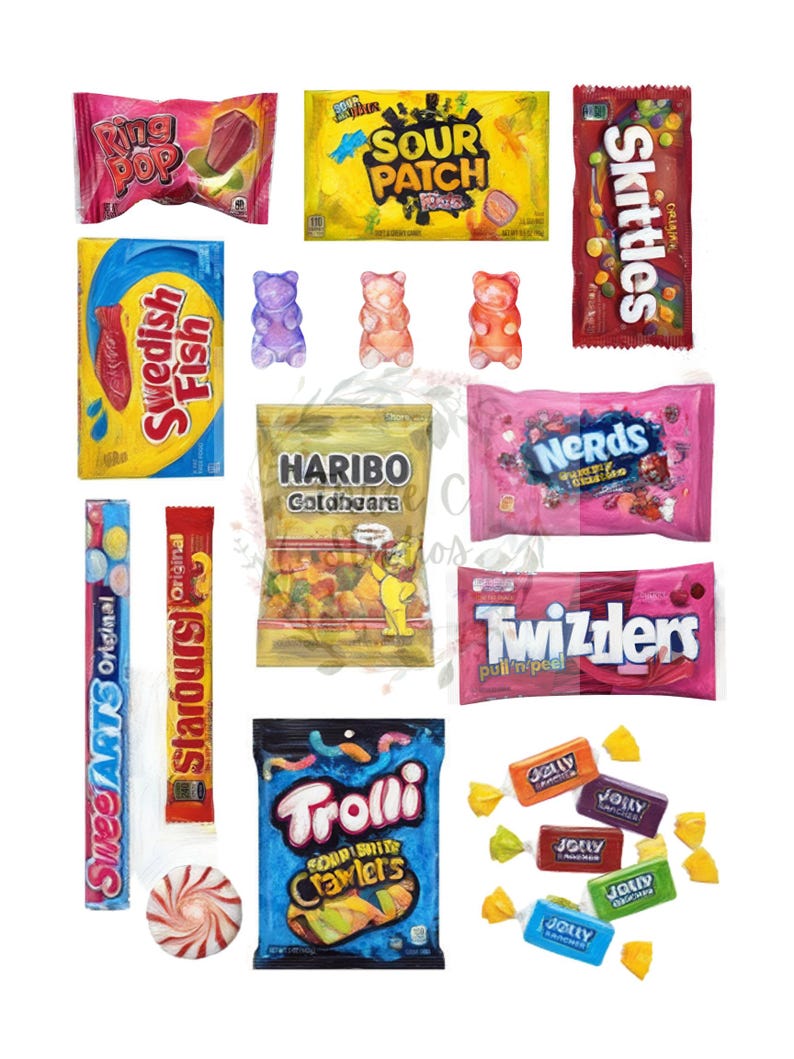 Candy Art Print: Sweets Illustration, Kitchen & Kids Room Decor - Etsy