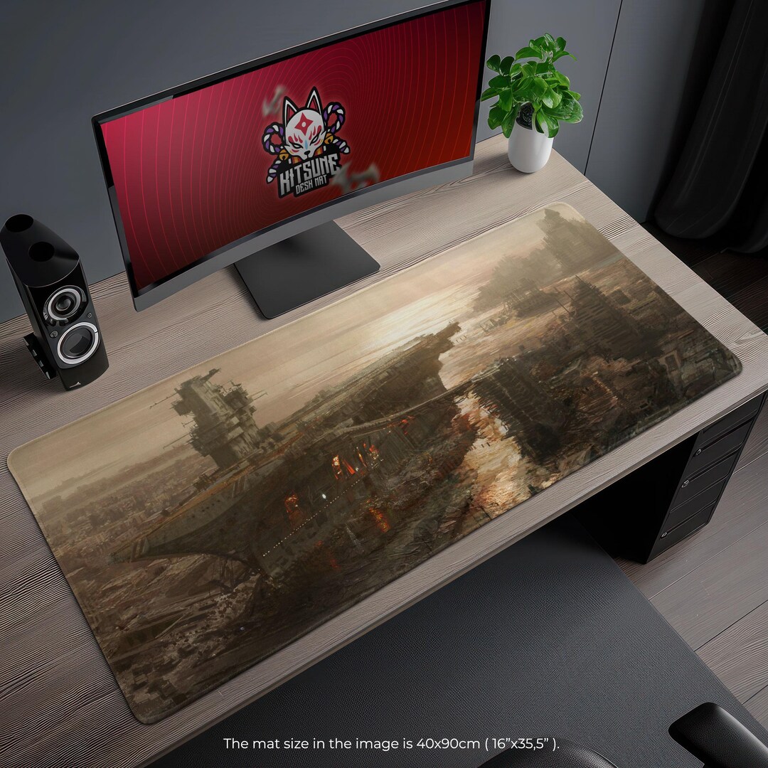 Fallout Aircraft Carrier Desk Mat Post-apocalyptic Harbor Scene Mouse ...