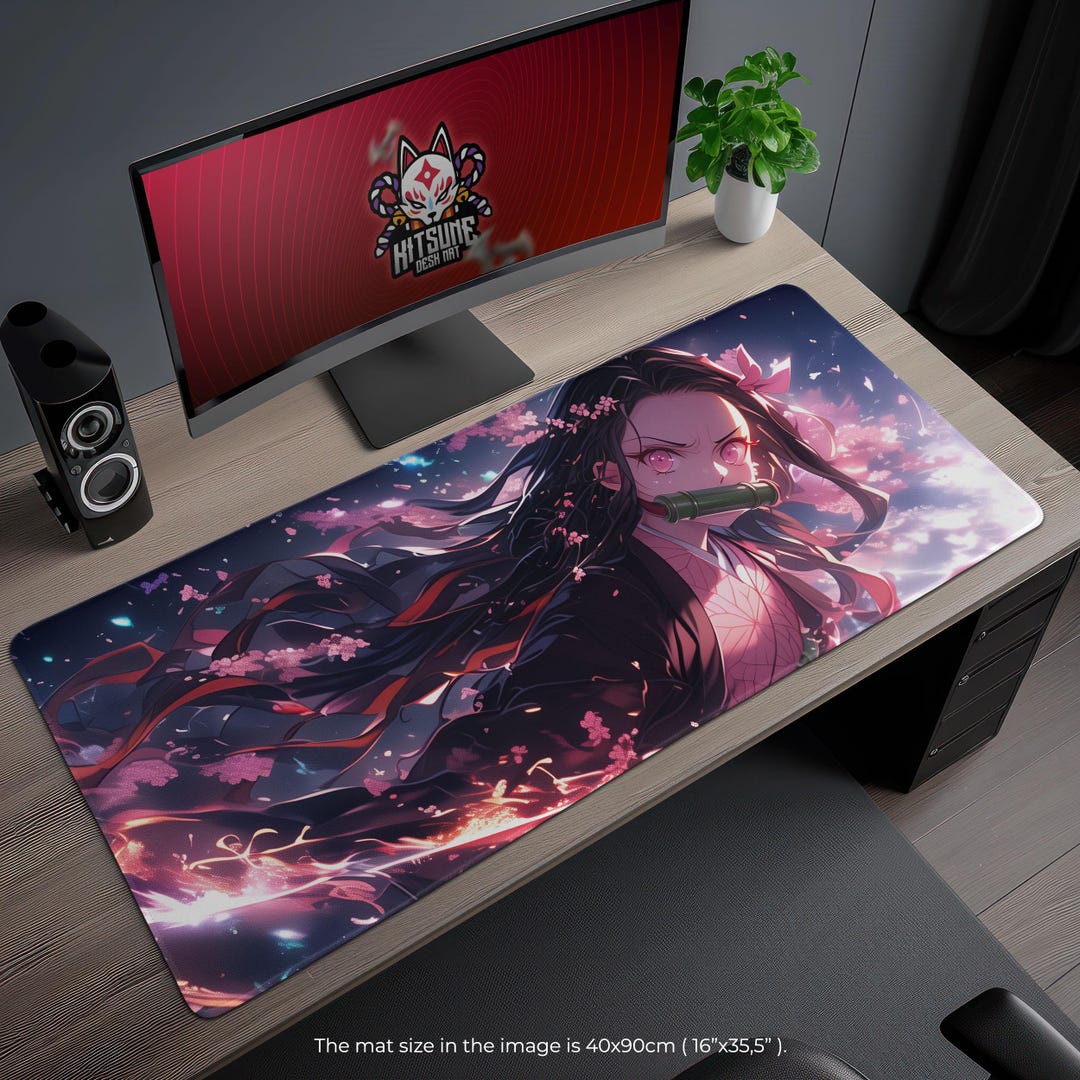 Nezuko Kamado Cherry Blossom Mouse Pad Demon Slayer Anime Gaming Desk ...
