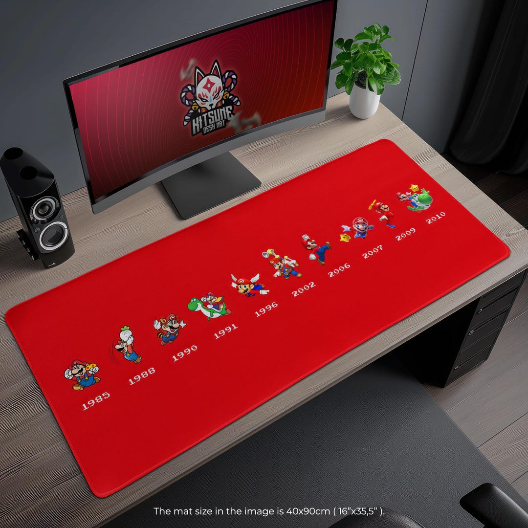 Super Mario Evolution Desk Mat Gaming Mouse Pad, Mario Timeline Artwork ...