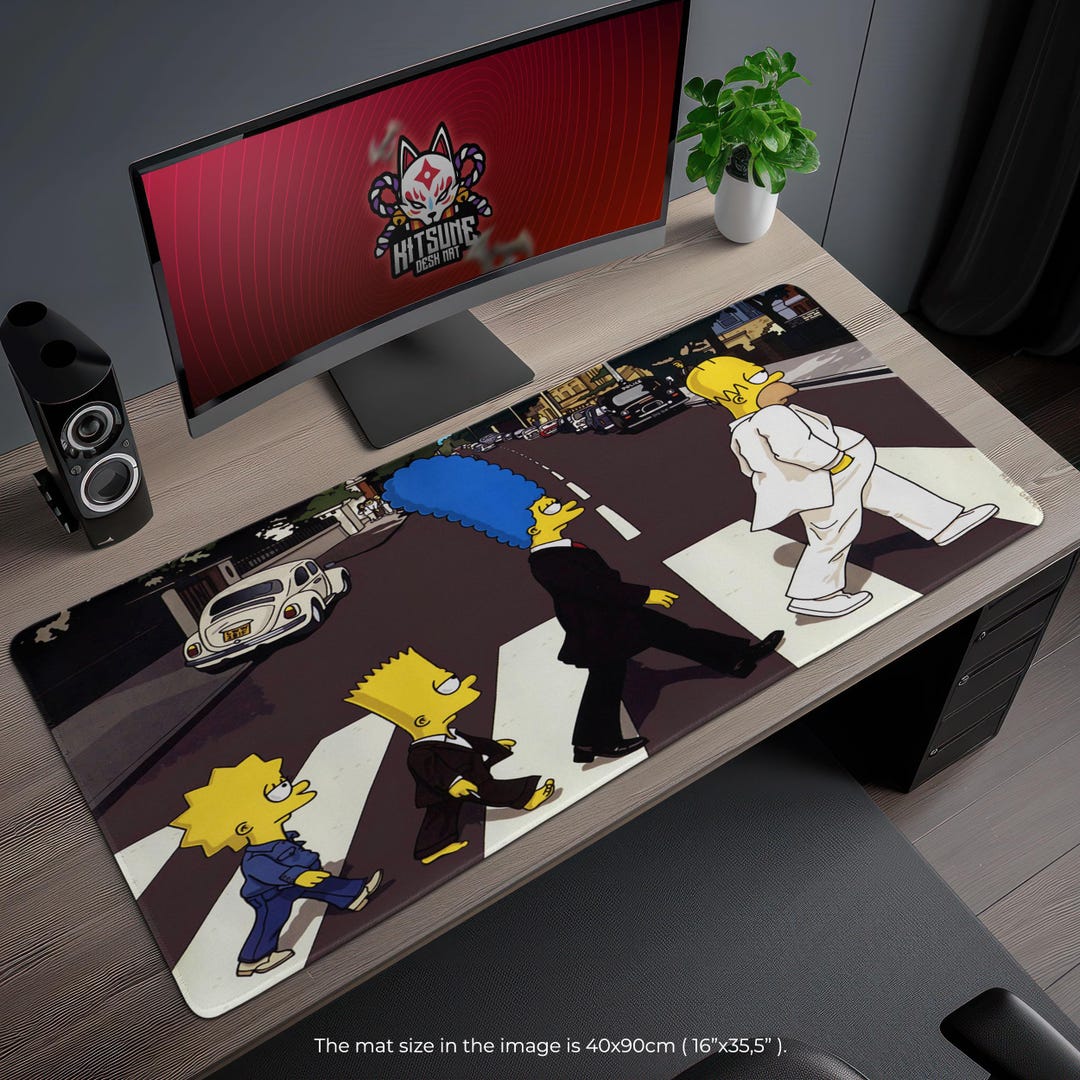 Simpsons Abbey Road Desk Mat Large Cartoon Gaming Mouse Pad, Beatles ...