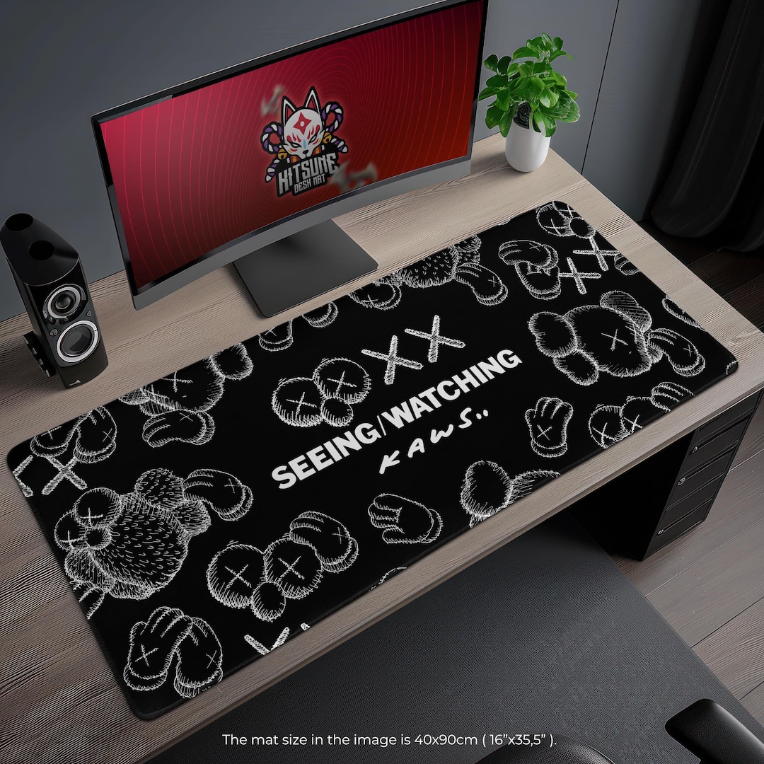 KAWS Inspired Gaming Mouse Pad, Seeing Watching Desk Mat, Black Art ...