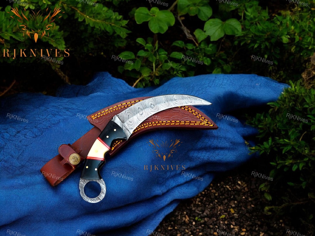 Lot of 5 Handmade Damascus Steel Karambit Knife: Buffalo Horn & Camel ...