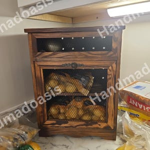 Rustic Wooden Potato Onion Storage Box | Countertop Kitchen Organizer ...
