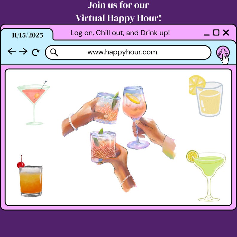 Virtual Happy Hour Invite Template - Perfect for Office Get Together's ...