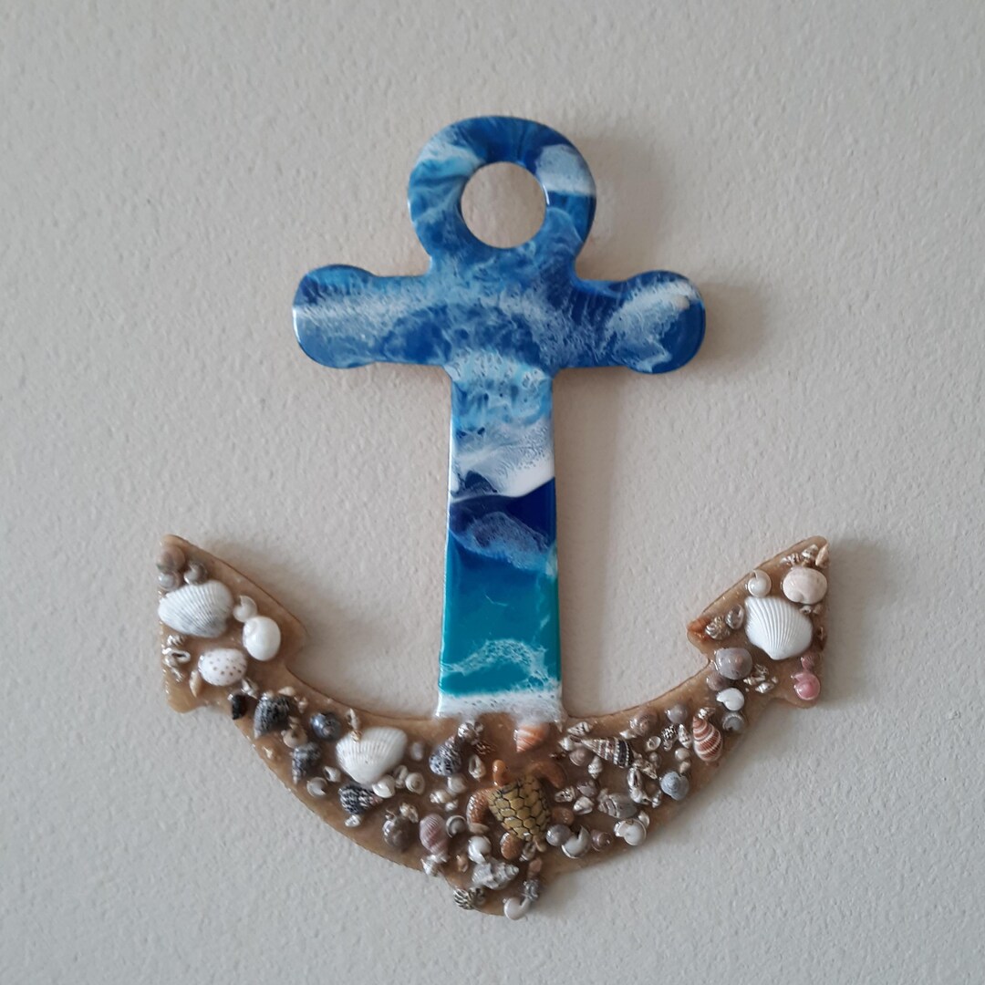 Resin Seascape Beach Anchor Ocean Epoxy Art, Resin Seascape Nautical ...