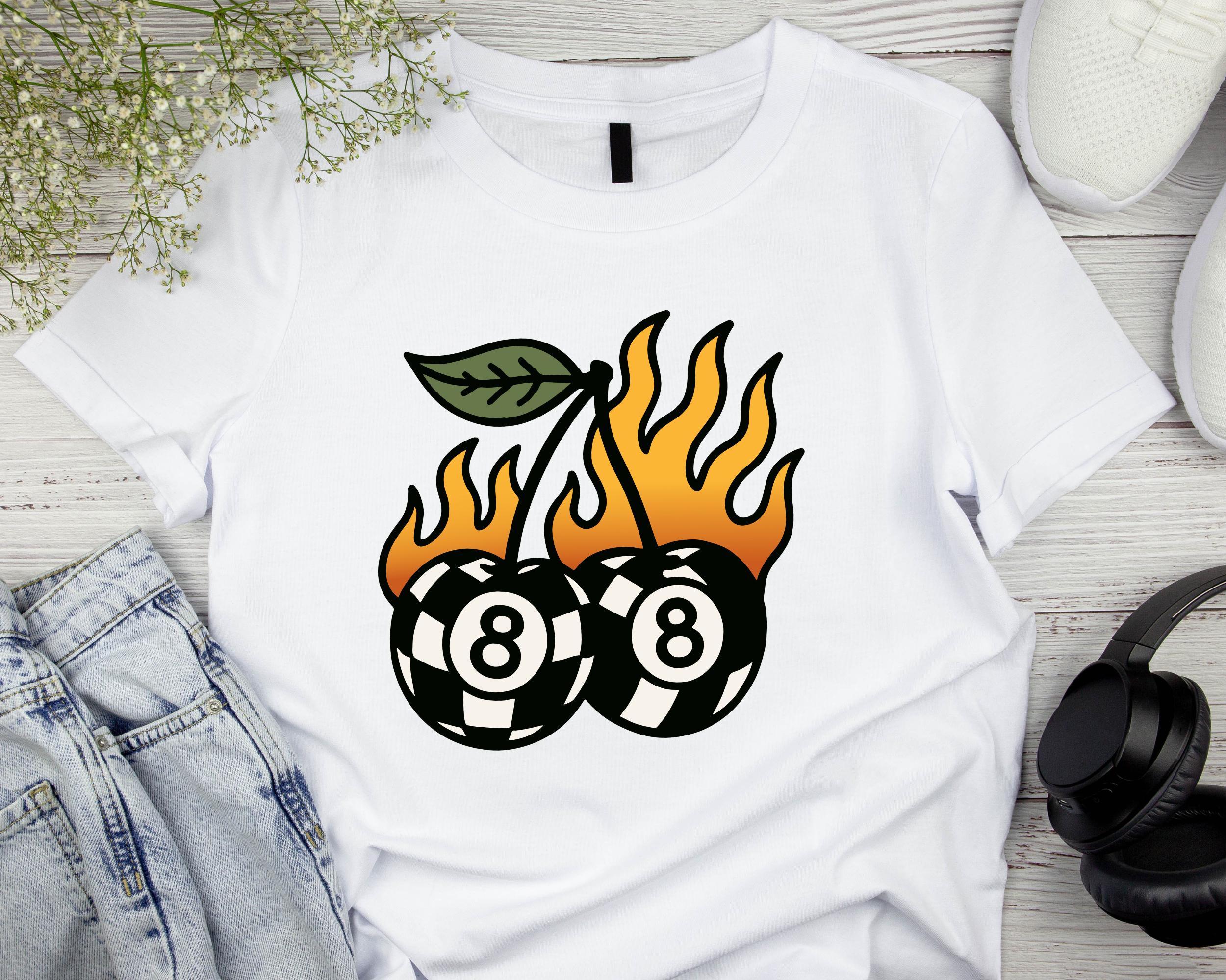 Checkered 8-ball Cherries PNG | Western Fire Mama Eight Ball SVG ...