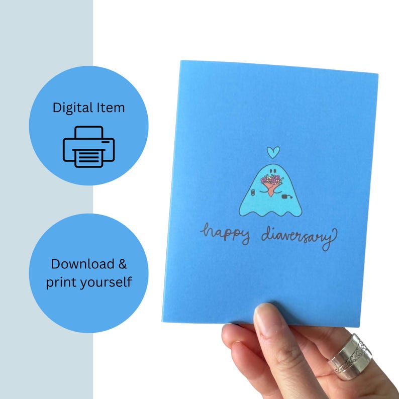 Printable Blue Happy Diaversary for Diabetics Card, T1d, T2d, People ...