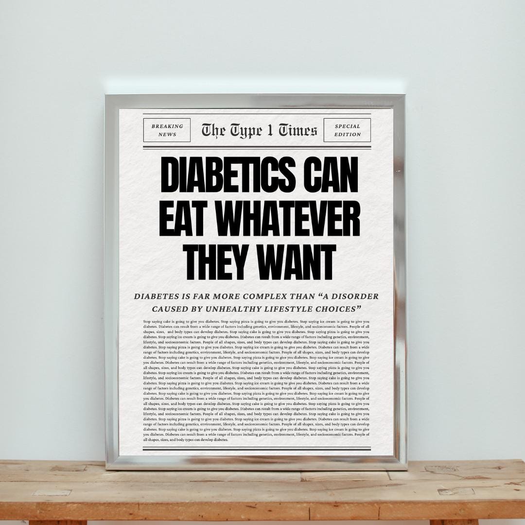 Diabetes Awareness Posters Set of 2 Diabetics Can Eat Whatever They ...