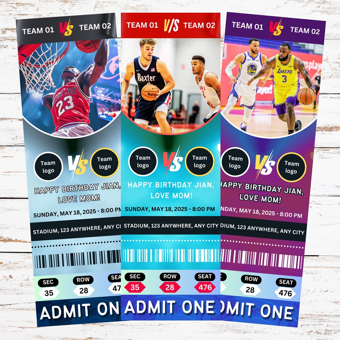 Custom Basketball Tickets, NBA Tickets, Basketball Surprise Ticket, NBA ...
