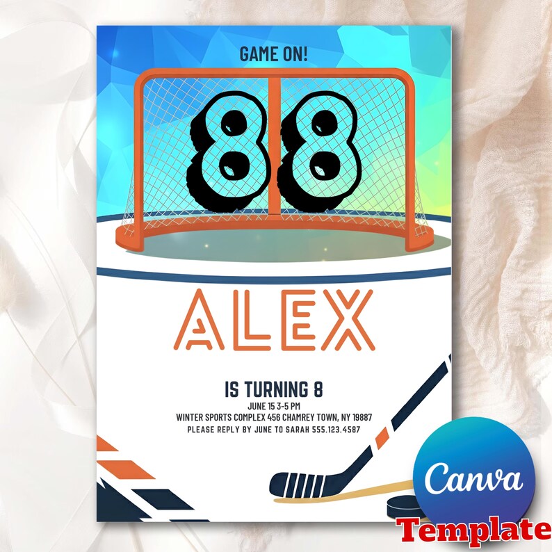 Six Seven Ice Hockey Birthday Party Invitation, 6 7 Meme, Ice Skate ...