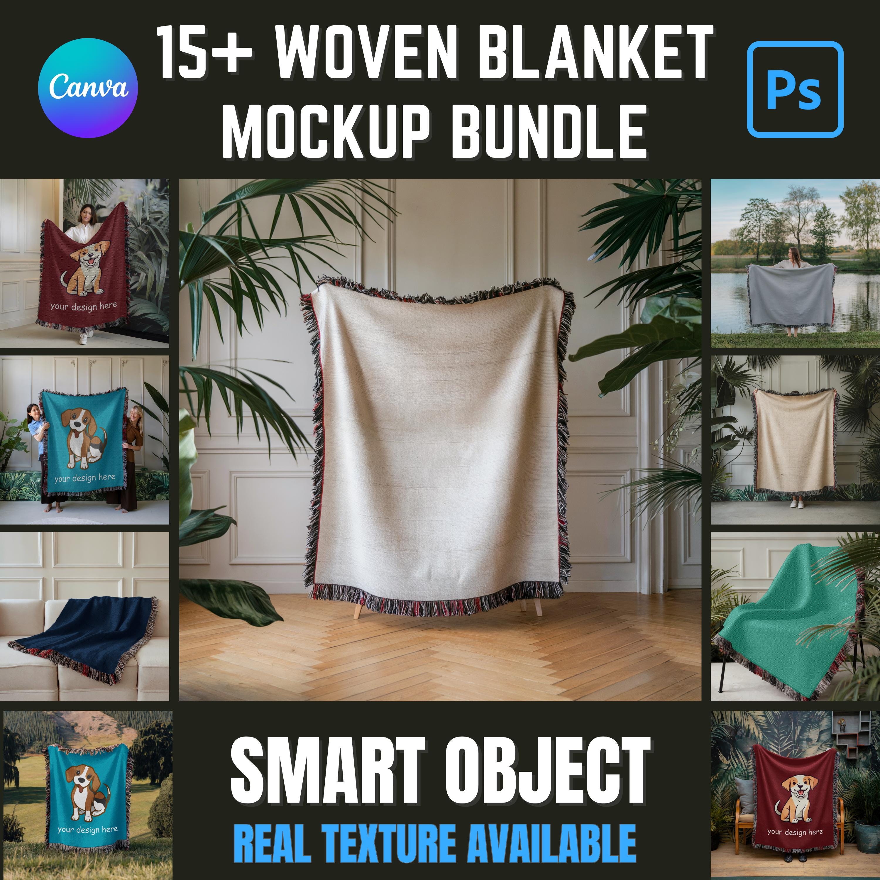 15+ Woven Blanket Mockup Bundle Canva Photoshop Woven Blanket Mockup ...