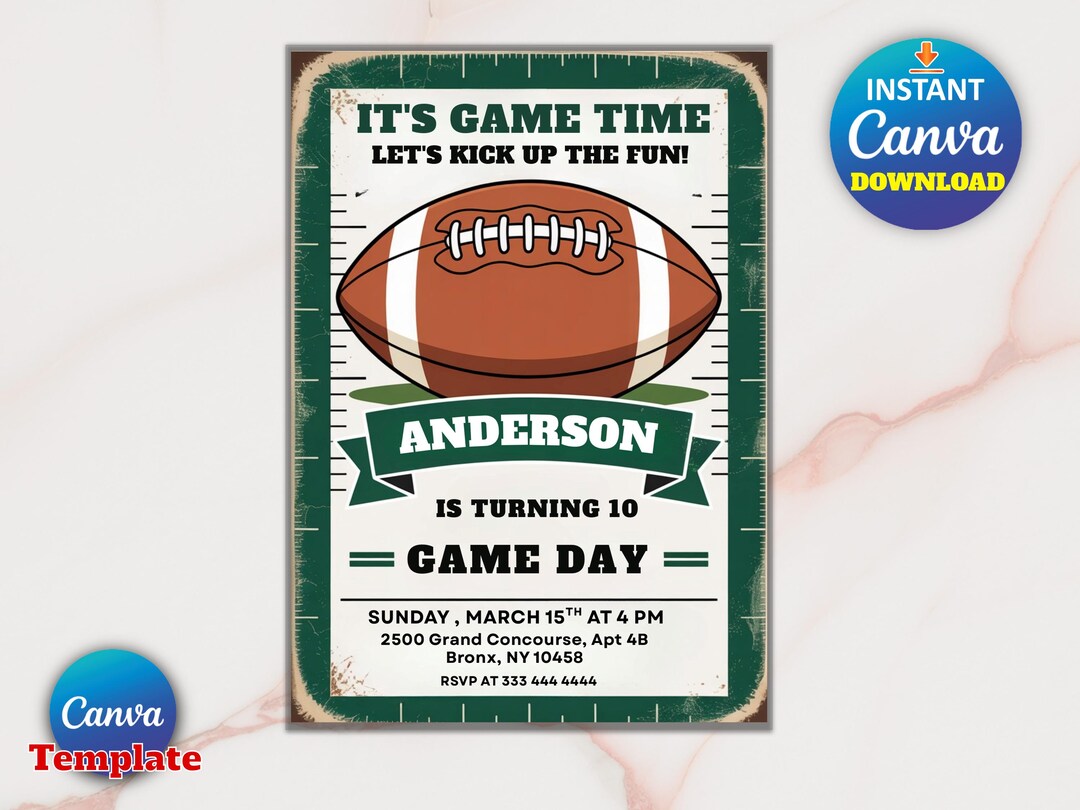 Editable Football Birthday Invitation, Sports Party Invite, Printable ...