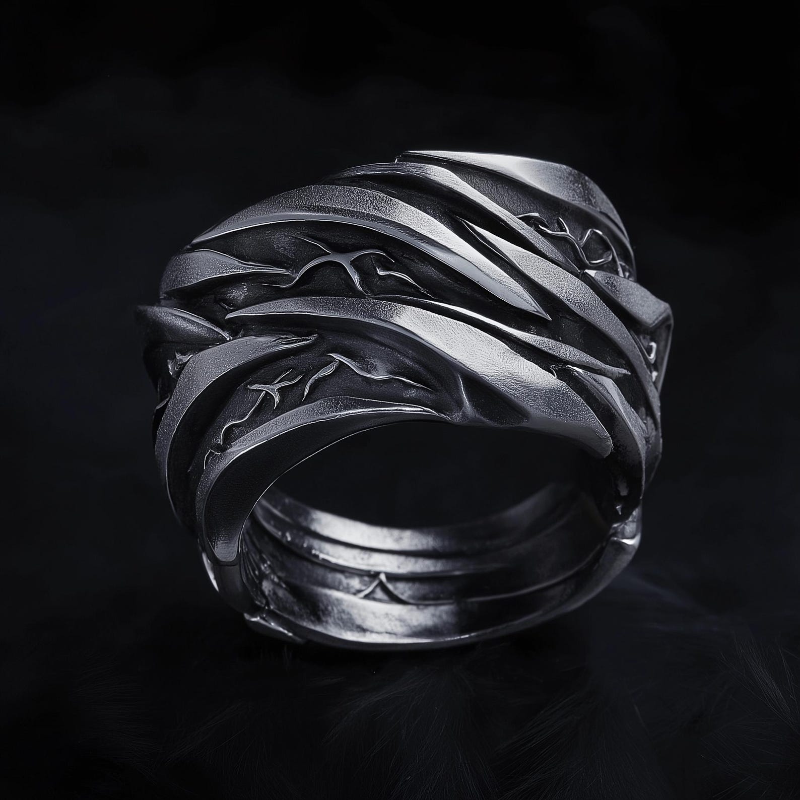 Modernist Sterling Silver Crown of Thorns Ring - Gothic Cyberpunk ...